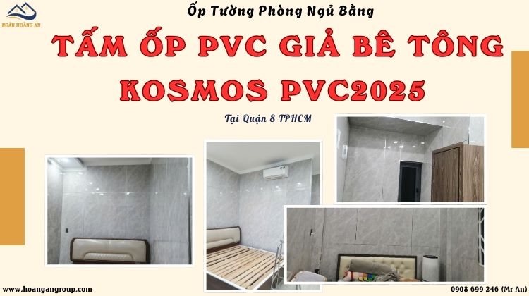 Ốp Tường Phòng Ngủ Bằng PVC Giả Bê Tông Kosmos PVC2025 Quận 8 TPHCM